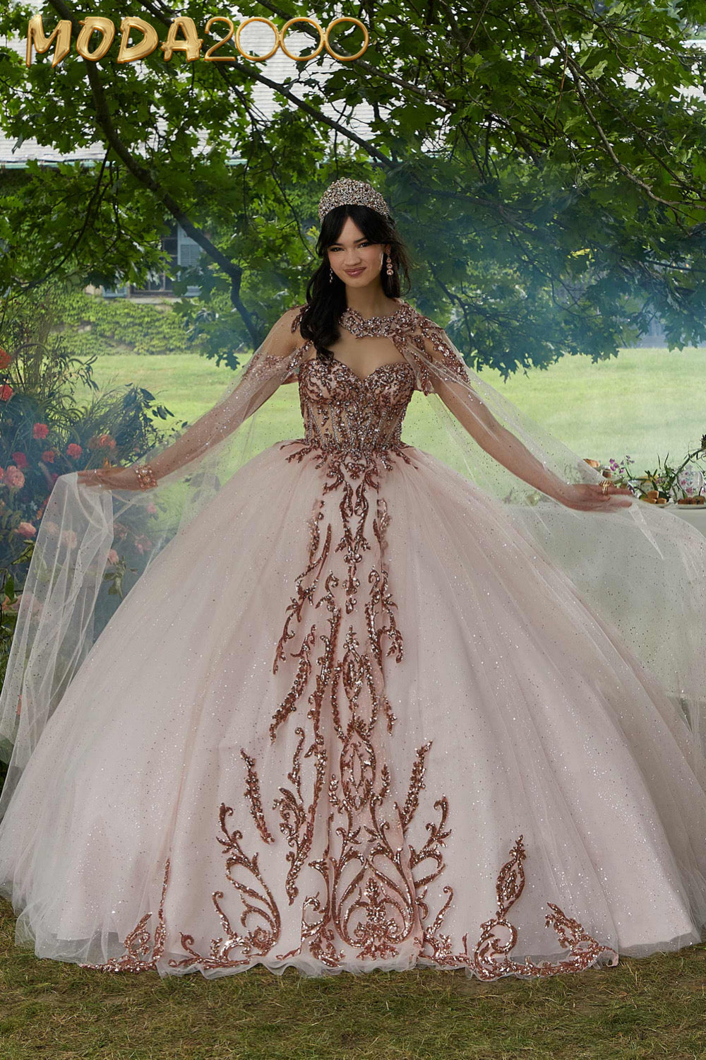 M2K89458 | Pattern Sequin Rhinestone and Crystal Beaded Quicneañera Dr ...