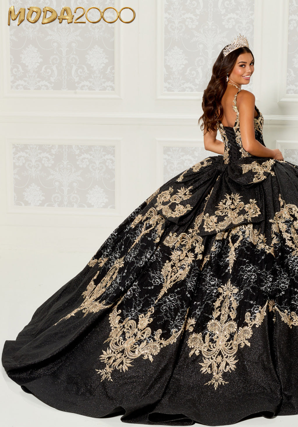 M2K30085 l Metallic Embroidered Lace Quinceanera Dress – Moda 2000 LLC