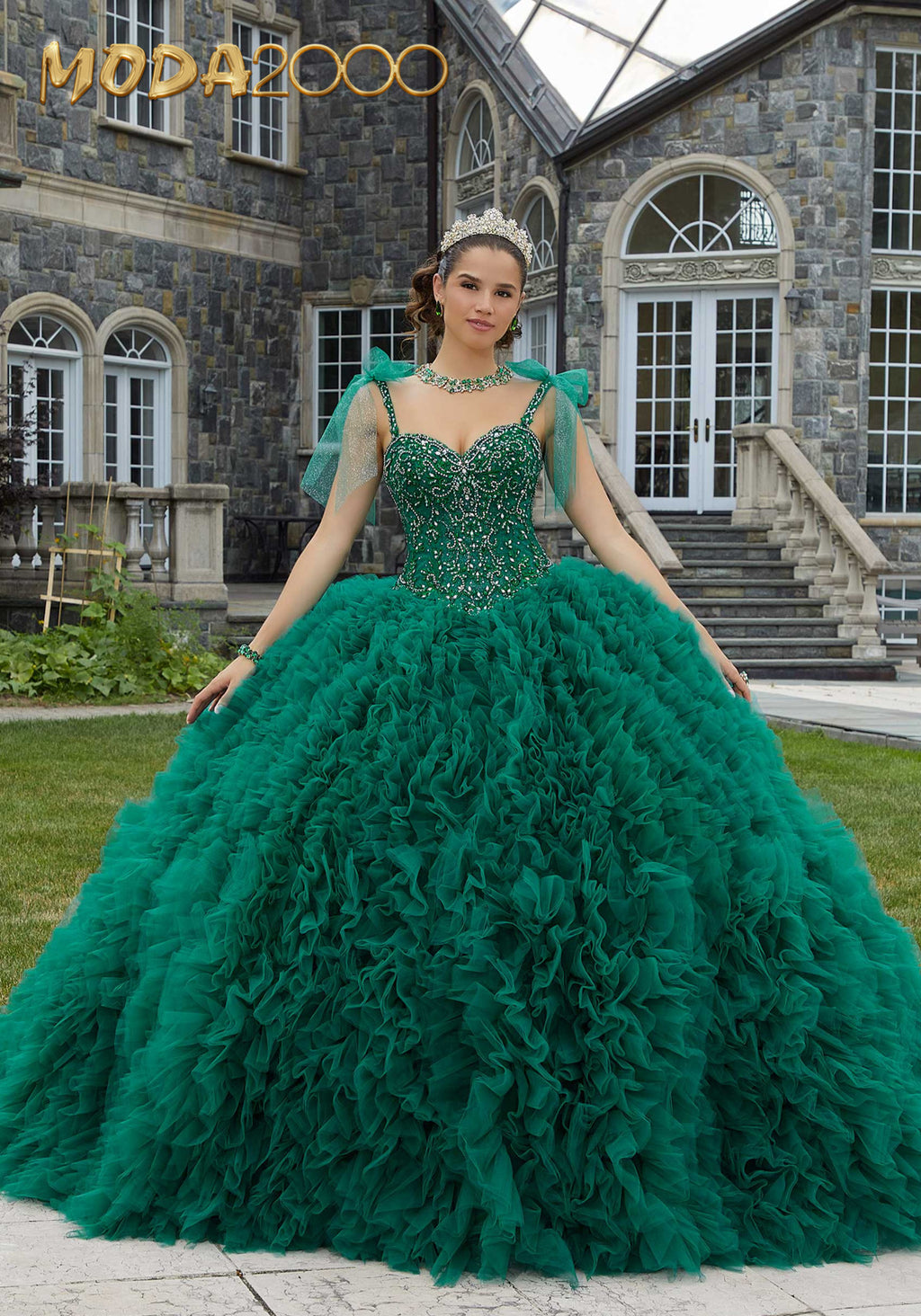 M2K89410 | Crystal Beaded Ruffled Quinceañera Dress – Moda 2000 LLC